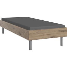 Bett wimex "Easy, gro&szlig;e Auswahl an Gr&ouml;&szlig;en und Farben, auch in Komforth&ouml;he", braun (viking oak, alufarben), H:38cm L:210cm, Betten, Bett, ohne Kopfteil, ideal unter Dachschr&auml;gen oder Fenster