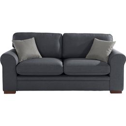 2-Sitzer Home Affaire "Broughton", grau, B:203cm H:92cm T:94cm, 100% Polyester, Sofas, 2-Sitzer, weicher Sitzkomfort, incl. 2 Zierkissen, Keder