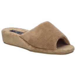 Pantolette Josef Seibel "Marseille 01", Damen, Gr. 42 (8), beige (champagner), Textil, Schuhe Pantolette, Wellness Schuh, Hausschuh, Pantolette mit Keilabsatz