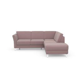 Sit & More Ecksofa SIT & MORE "Visby L-Form", rosa (altrosa), B:248cm H:87cm T:213cm, Sofas, Ecksofa, Wahlweise mit Bettfunktion und Stauraum, frei im Raum stellbar