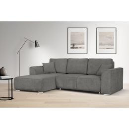 Ecksofa OTTO HOME "BEATRICE optionale Schlafsofa mit Bettkasten, B/T/H: 265/170/86 cm", grau (mittelgrau), B:265cm H:86cm T:170cm, 100% Polyester, Sofas, Ecksofa, L-Form, wahlweise auch mit Bettfunktion und Bettkasten