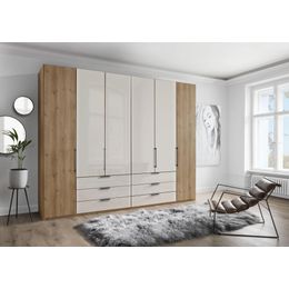 Kleiderschrank Wiemann "Monaco", braun (bianco, eiche, nachbildung, glas champagner), B:295,3cm H:236cm T:58cm, Floatglas, Holzwerkstoff, Schr&auml;nke, Kleiderschrank, mit Teil-Glasfront sowie hochwertige Beschl&auml;ge inkl. D&auml;mpfung