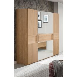 Kleiderschrank Wiemann "Kiruna", braun (eiche teilmassiv, kristallspiegel), B:197,3cm H:217cm T:58cm, Holz teilmassiv, Kristallglas, Schr&auml;nke, Kleiderschrank, mit Kristallspiegel