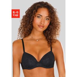 Push-up-BH Vivance "Julia", Damen, Gr. 95, Cup F, schwarz, Spitze, Obermaterial: 67% Polyamid, 22% Polyester, 11% Elasthan, BHs Push-up-BH, mit B&uuml;gel aus zarter Spitze in blumiger Optik, sexy Dessous
