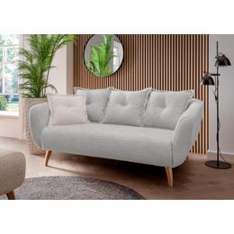 2,5-Sitzer Home Affaire "Baggio modern und romantisches Design, bequem", silber, B:196cm H:80cm T:103cm, 100% Polyester, Sofas, 2 5-Sitzer, Zierkissen inklusive