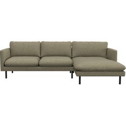 Ecksofa FLEXLUX "Bolzano, elegant und bequem, L-Form", gr&uuml;n (fall gr&uuml;n), B:261cm H:61cm T:165cm, 62% Polyester, 17% Cotton, 14% Viscose, 7% Linen, Sofas, Ecksofa, Sitzaufbau mit Kaltschaum & Stahl-Wellen, loose Sitz -& R&uuml;ckenkissen