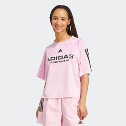 T-Shirt adidas Sportswear "TIRO X COMMON GOAL JACQUARD", Damen, Gr. L, true pink, schwarz, Obermaterial: 100% Polyester, Rundhals, Shirts T-Shirt, sportlicher Stil, Rundhalsausschnitt, aus atmungsaktivem Polyester