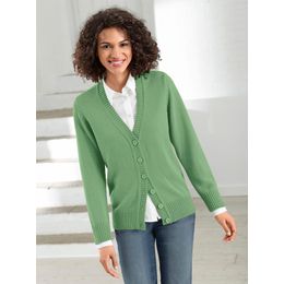 Strickjacke Casual Looks, Damen, Gr. 54, gr&uuml;n (apfel), 50% Baumwolle, 50% Polyacryl, unifarben, figurumspielend, Strickjacken Strickjacke