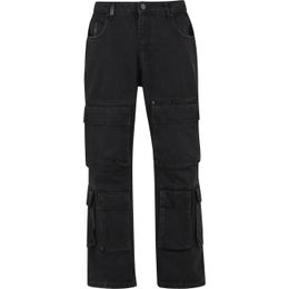 Stoffhose 2Y STUDIOS "2Y Studios Vida Cargo Straight Jeans", Herren, Gr. 30, Normalgr&ouml;&szlig;en, washed schwarz, 100% Baumwolle, unifarben, normal, Hosen Stoffhose