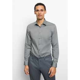 Businesshemd OLYMP "OLYMP No. Six, super slim, New York Kent", Herren, Gr. 37, Normaler Arm, grau, gr&uuml;n, 97% Baumwolle, 3% Elastolefin, Hemden