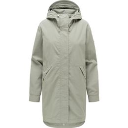 Kurzmantel Ragwear "Lamyja B", Damen, Gr. L (40), dusty olive, Obermaterial: 68% Baumwolle, 32% Nylon; Innenfutter: 100% Polyester, oversize ca. Mitte Oberschenkel, hoch geschlossener Ausschnitt, verstellbar ohne B&uuml;ndchen mit verstellbarem Klettverschluss, M&auml;ntel Kurzmantel, Leichter Oversize-&Uuml;bergangsparka mit Kapuze