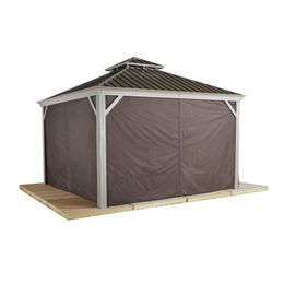 Sojag Pavillon Messina 12x16 Taupe Vorh&auml;nge