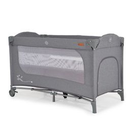 Cangaroo Reisebett Skyglow 2 Ebenen R&auml;der Matratze Seiteneingang Tasche Bremsen grau