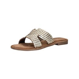 Pantolette Lazamani "Lazamani Pantoletten Leder", Damen, Gr. 36, gold, Leder, Schuhe Pantolette