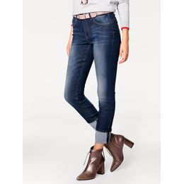 7/8-Jeans Heine, Damen, Gr. 38, Normalgr&ouml;&szlig;en, blau (schwarz denim), 76% Baumwolle, 16% Polyester, 7% Viskose, 1% Elasthan, Miedereinsatz:15% Elasthan, 85% Polyamid, unifarben, 7/8-L&auml;nge, Jeans