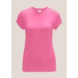 Madeleine Mode Kurzarmshirt MADELEINE "Jerseyshirt Kurzarm Jersey Basicoberteil", Damen, Gr. 34, pink (himbeersorbet), Obermaterial: 95% Viskose CV. 5% Elasthan EL., Modern, normal, Shirts, angenehme Stretchqualit&auml;t