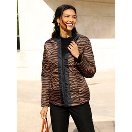 Langjacke Classic Basics, Damen, Gr. 38, braun (cognac, schwarz, bedruckt), 100% Polyester, Wattierung:100% Polyester, gemustert, mehrfarbig, Jacken Langjacke