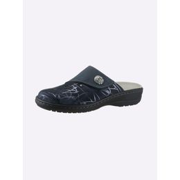 Pantolette Belvida, Damen, Gr. 37, blau (mittelblau), Veloursleder, Schuhe Pantolette