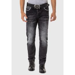 Cipo & Baxx Straight-Jeans CIPO & BAXX "Jeans", Herren, Gr. 30, L&auml;nge 34, schwarz, 100% Baumwolle, unifarben, Basic, regular fit lang, Jeans Straight-Jeans, In Straight Fit, CD-148