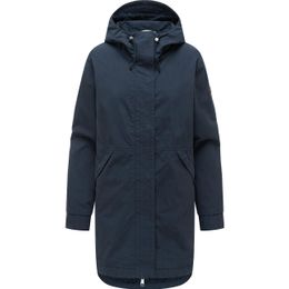 Kurzmantel Ragwear "Lamyja B", Damen, Gr. L (40), navy, Obermaterial: 68% Baumwolle, 32% Nylon; Innenfutter: 100% Polyester, oversize ca. Mitte Oberschenkel, hoch geschlossener Ausschnitt, verstellbar ohne B&uuml;ndchen mit verstellbarem Klettverschluss, M&auml;ntel Kurzmantel, Leichter Oversize-&Uuml;bergangsparka mit Kapuze