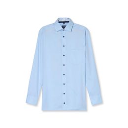 Businesshemd OLYMP "OLYMP Luxor, modern fit, Global Kent", Herren, Gr. 44, Normaler Arm, bleu, 100% Baumwolle, Hemden