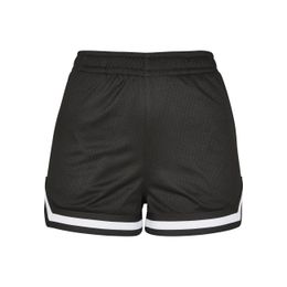 Stoffhose Urban Classics "Urban Classics Damen Ladies Stripes Mesh Hot Pants", Damen, Gr. 3XL, US-Gr&ouml;&szlig;en, schwarz, 100% Polyester, gestreift, normal, Hosen Stoffhose