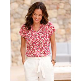 Print-Shirt Inspirationen "Print-Shirt", Damen, Gr. 36, bunt (erdbeere, lindgr&uuml;n, bedruckt), 95% Viskose, 5% Elasthan, bedruckt, gemustert, mehrfarbig, V-Ausschnitt, Shirts