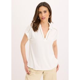 bonprix Poloshirt aus Viskose- Pique mit Spitzeneinsatz, wei&szlig;, 100% Baumwolle