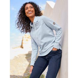 Sweatshirt Heine, Damen, Gr. 50, blau (hellblau), 50% Baumwolle, 50% Polyester, unifarben, Rundhals, Sweatshirts Sweatshirt