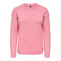 Only Damen Rundhalspullover "ONLEMBLA LS O-NECK PEARL EX KNT"geranium pink detail:melange, Gr. XS, meliert, Strick, Obermaterial: 67% Polyacryl, 33%