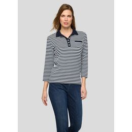 3/4-Arm-Shirt Rabe, Damen, Gr. 44, pazifik, Jersey, Obermaterial: 83% Polyester, 12% Viskose, 5% Elasthan, gestreift, regular fit normal, ohne Ausschnitt, Shirts 3/4-Arm-Shirt, mit Streifen Muster