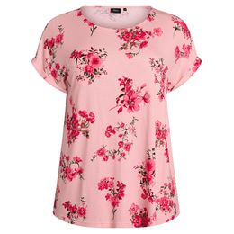 ZIZZI T-Shirt 'Vmalis' Damen Gr&ouml;&szlig;e 7XL/8XL gr&uuml;n / altrosa / rot