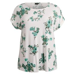 ZIZZI T-Shirt 'Vmalis' Damen Gr&ouml;&szlig;e 7XL/8XL oliv / smaragd / wei&szlig;