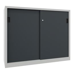 Pavoy Schiebet&uuml;renschrank, 1200x1500x600 mm, 4 B&ouml;den verzinkt, RAL 7035/7016 (30301-150-600-735716)