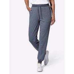 Schlupfhose, Damen, Gr. 38, Normalgr&ouml;&szlig;en, blau (rauchblau, meliert), 65% Polyester, 35% Baumwolle, meliert, Hosen Schlupfhose