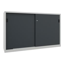 Pavoy Schiebet&uuml;renschrank, 1200x2000x400 mm, 4 B&ouml;den verzinkt, RAL 7035/7016 (30301-200-400-735716)