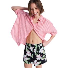 2-in-1-Shorts Roxy "Lekeitio Bay Printed", Damen, Gr. S, anthrazit spring charming, Obermaterial: 100% Viskose;, Hosen