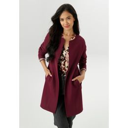 Longblazer Aniston SELECTED, Damen, Gr. 38, rot (bordeaux), Ottomane, Obermaterial: 100% Polyester, unifarben, figurumspielend ca. Mitte Oberschenkel, Rundhals, eingesetzt normaler Saum, Blazer Longblazer, in modischer L&auml;nge