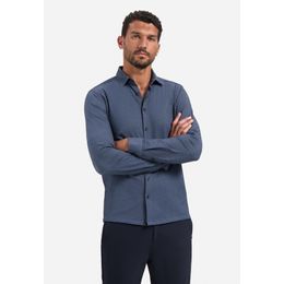 Langarmhemd NO EXCESS "NO EXCESS Meliertes Jerseyhemd Shirt Jersey", Herren, Gr. 3XL, Normalgr&ouml;&szlig;en, washed blau, 55% Baumwolle, 45% Polyester, regular fit, Hemden