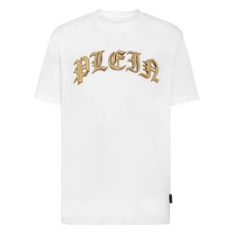 T-Shirt Philipp Plein "Gothic Plein", Jungen, Gr. M, 0116, wei&szlig;, gold, Obermaterial: 100% Baumwolle, Shirts T-Shirt