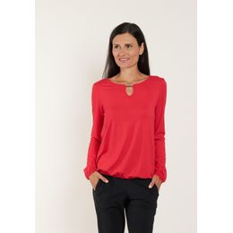 Langarmshirt Seidel Moden, Damen, Gr. 36, rot, Jersey, Obermaterial: 95% Viskose, 5% Elasthan, unifarben, regular fit taillenbedeckt, Rundhals, elastischer Bund, Shirts Langarmshirt, MADE IN GERMANY