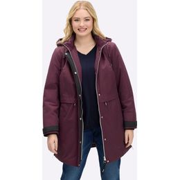 Langjacke sheego, Damen, Gr. 42, burgund, 60% Baumwolle, 40% Polyamid, Wattierung:100% Polyester, unifarben, Jacken Langjacke