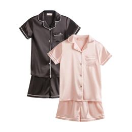Lipsy Pyjama M&auml;dchen Gr&ouml;&szlig;e 152 pastellpink / schwarz