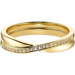 Fingerring Bruno Banani "Schmuck Geschenk Silber 925" Gr. 56, gold (gelbgoldfarben, kristallwei&szlig;), Fingerringe, Damen, 56, Silber 925 (Sterlingsilber), 4mm, Fingerring, Exklusiv bei uns - mit Zirkonia (synth.)