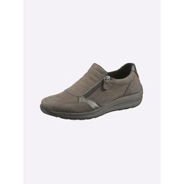 Slipper Casual Looks, Damen, Gr. 37, grau (taupe), Glattleder, Nubukleder, Rindsleder, Schuhe Slipper