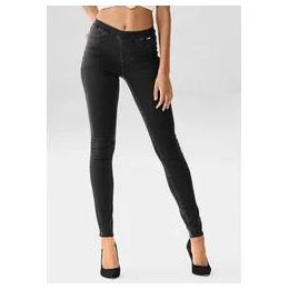 Jeggings Buffalo, Damen, Gr. 44, N-Gr, schwarz (schwarz, jeans), Strick, Obermaterial: 69% Baumwolle, 21% Polyester, 8% Viskose, 2% Elasthan, unifarben, figurbetont, Hosen Jeggings, mit Taschen