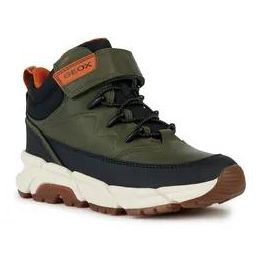 Winterboots Geox "J FLEXYPER PLUS BOY ABX", M&auml;dchen, Gr. 31, gr&uuml;n (khaki, orange), Lederimitat, Textil, Schuhe Winterboots, Sneaker mit Geox Spezial Membrane, Gr&ouml;&szlig;enschablone zum Download