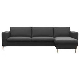 Ecksofa FLEXLUX "Fiore, super Sitzkomfort durch Kaltschaum im Sitz, L-Form", schwarz (deep schwarz), B:262cm H:85cm T:92cm, 100% Echteder, Sofas, Ecksofa, breite Armlehnen, Kaltschaum, F&uuml;&szlig;e Alu+ Eiche