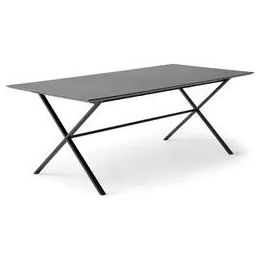 Esstisch HAMMEL FURNITURE "Meza Designtisch mit Auszugsfunktion und 2 Einlegeplatten", schwarz (schwarz, schwarz, schwarz), B:210cm H:74cm T:100cm, Tischplatte: Schwarzes nanobehandeltes Fenix-Laminat (schwarzer Rand), Gestell: Pulverbeschichtetes schwarzes Metall, RAL9005 matt. Mit nanobehandeltem Laminat, einer matten, seidigen Oberfl&auml;che, die Fingerabdr&uuml;cke abweist und langlebig und hygienisch 