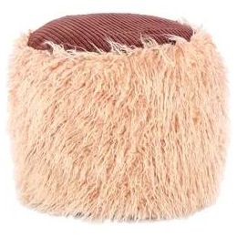 Pouf Kayoom "Fellpouf Bobtail 125, Fellhocker in zweifarbigem Design", beige (beige, braun), B:45cm H:38cm T:45cm, Bezug: 80% Acrylic 20% Polyester/ F&uuml;llmaterial: 100% Polystryol, Poufs, Pouf, modern, dekorativ, kindersicherer Rei&szlig;verschluss an der Unterseite